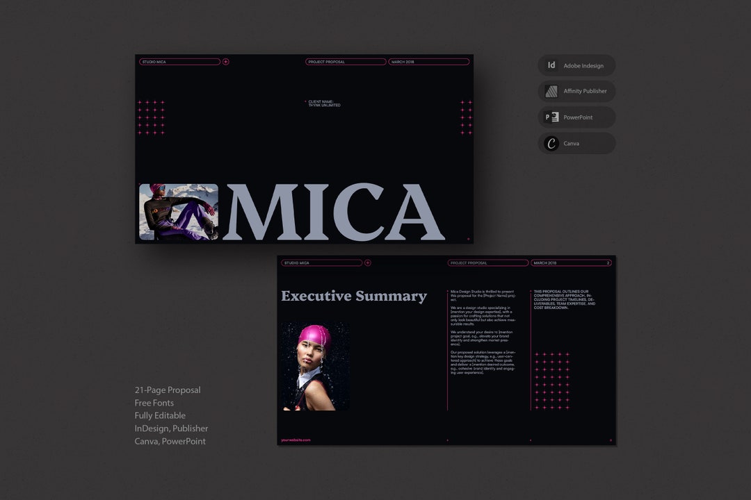 Mica Project Proposal, Indesign, Canva, Powerpoint, Publisher, Fashion ...