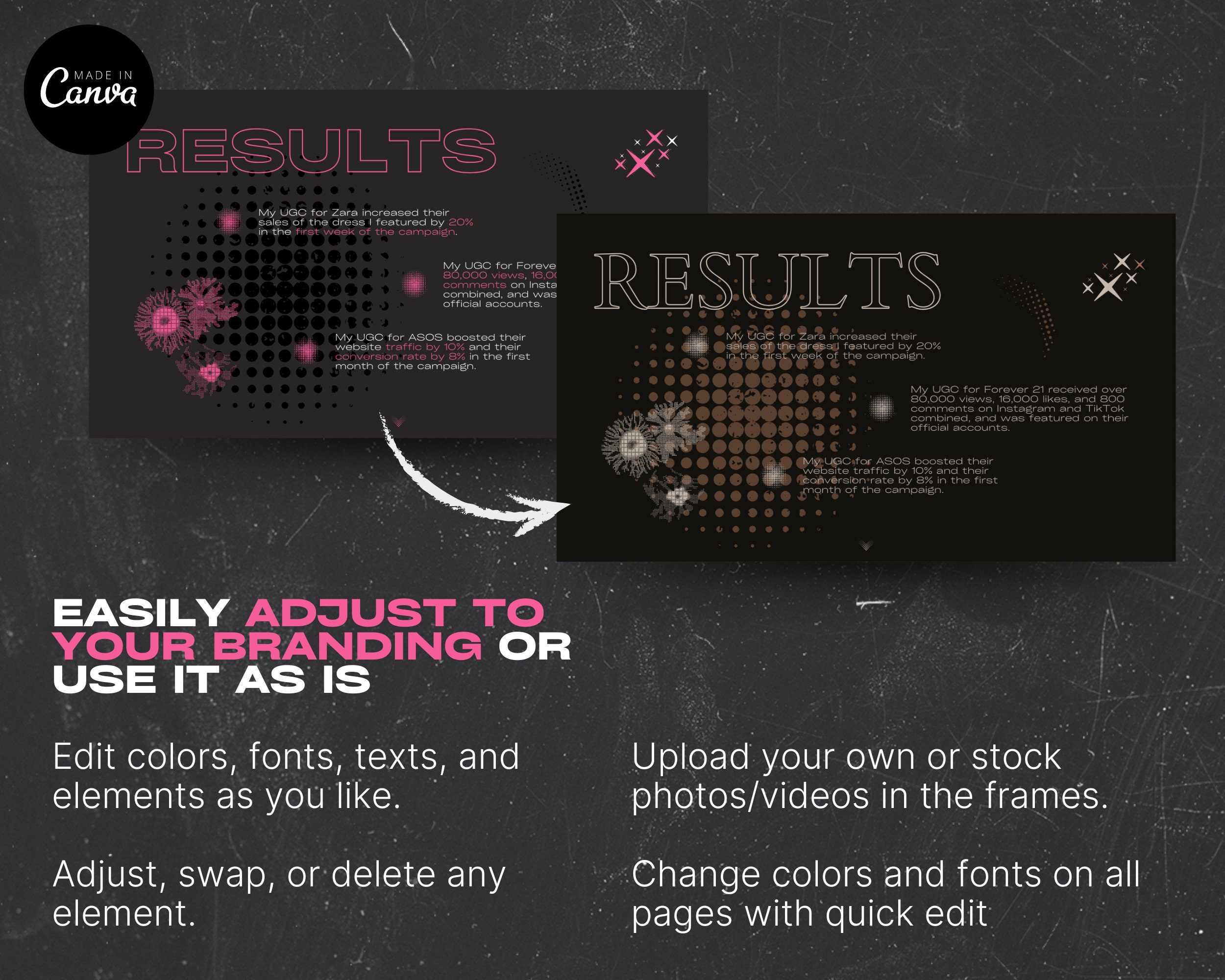UGC Fashion Portfolio Template Canva, Dark Pink Minimalist UGC Website ...