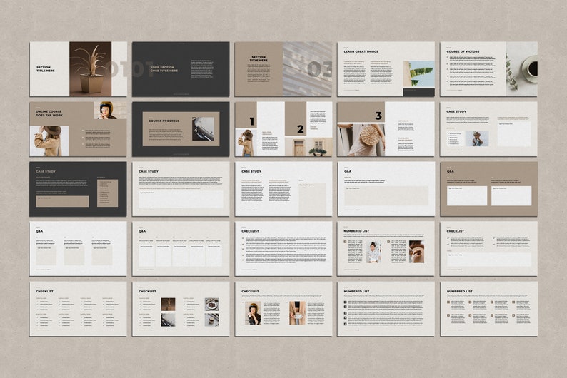 Beige, Brown and Black 16:9 Workbook Creator for Canva - Earth Tones ...