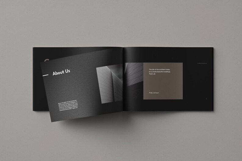 Minimalist Architecture Brochure Template With Dark Theme, Landscape ...