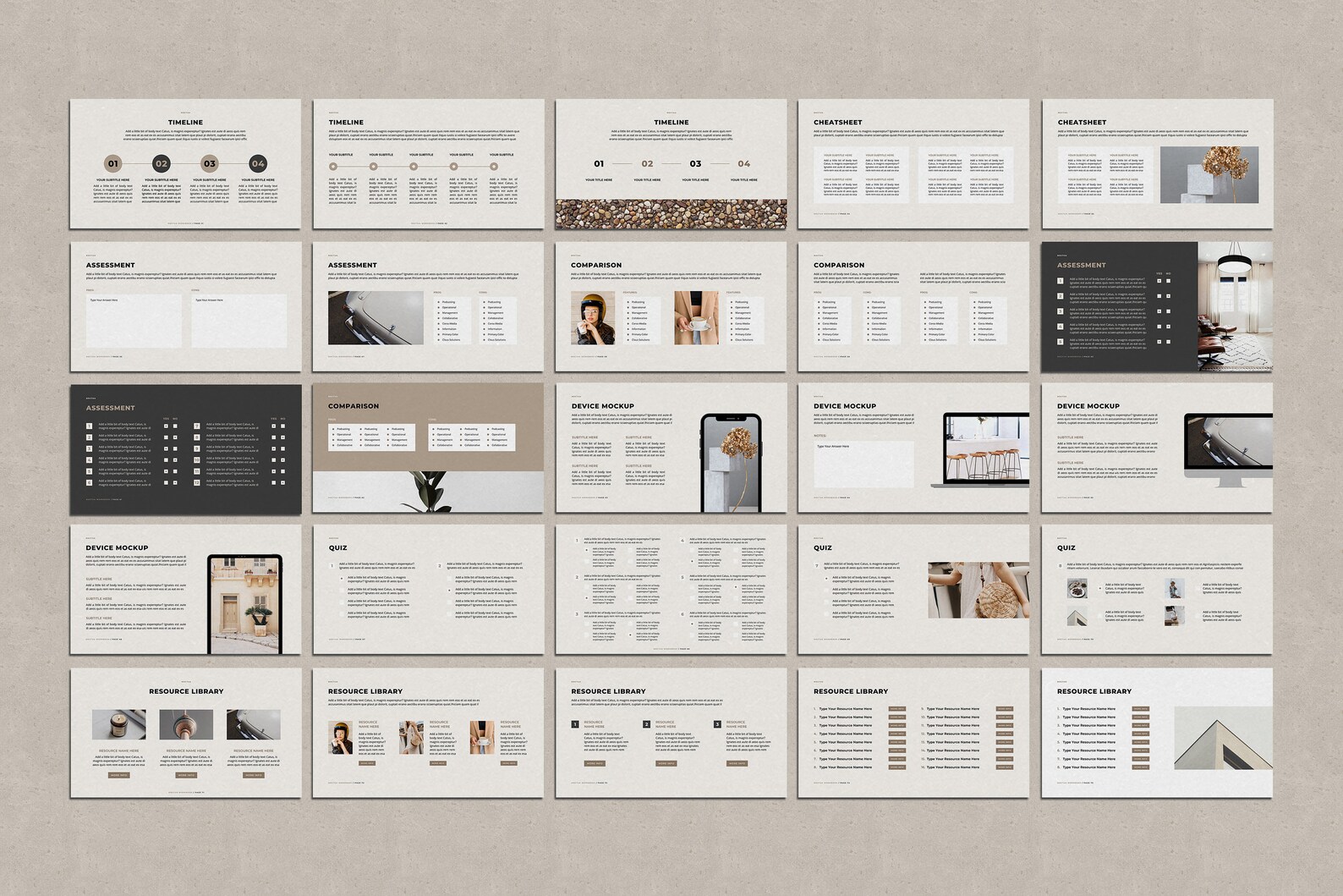 Beige, Brown and Black 16:9 Workbook Creator for Canva - Earth Tones ...