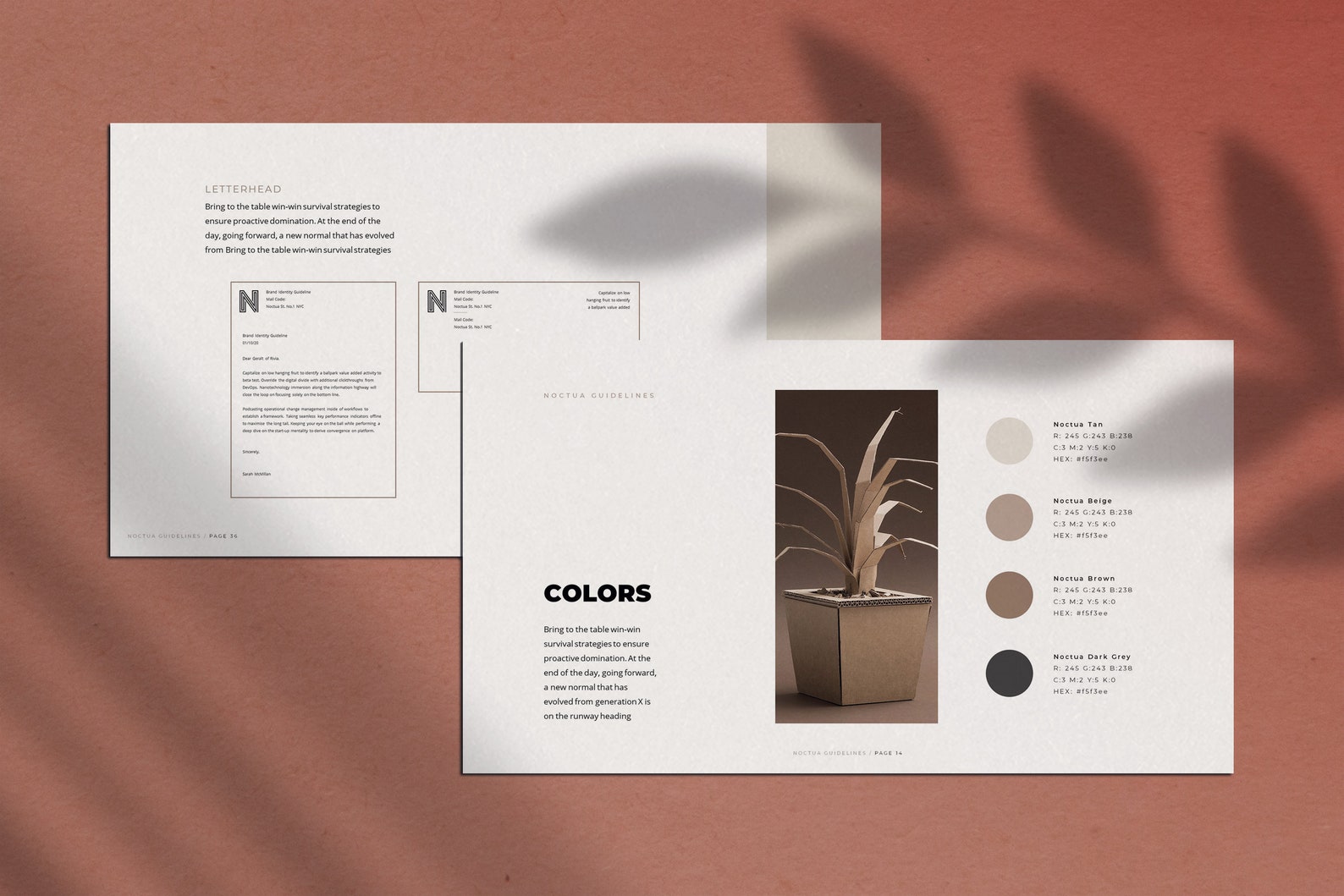 Noctua Minimal Canva Brand Guidelines Template With Neutral Colors, and ...