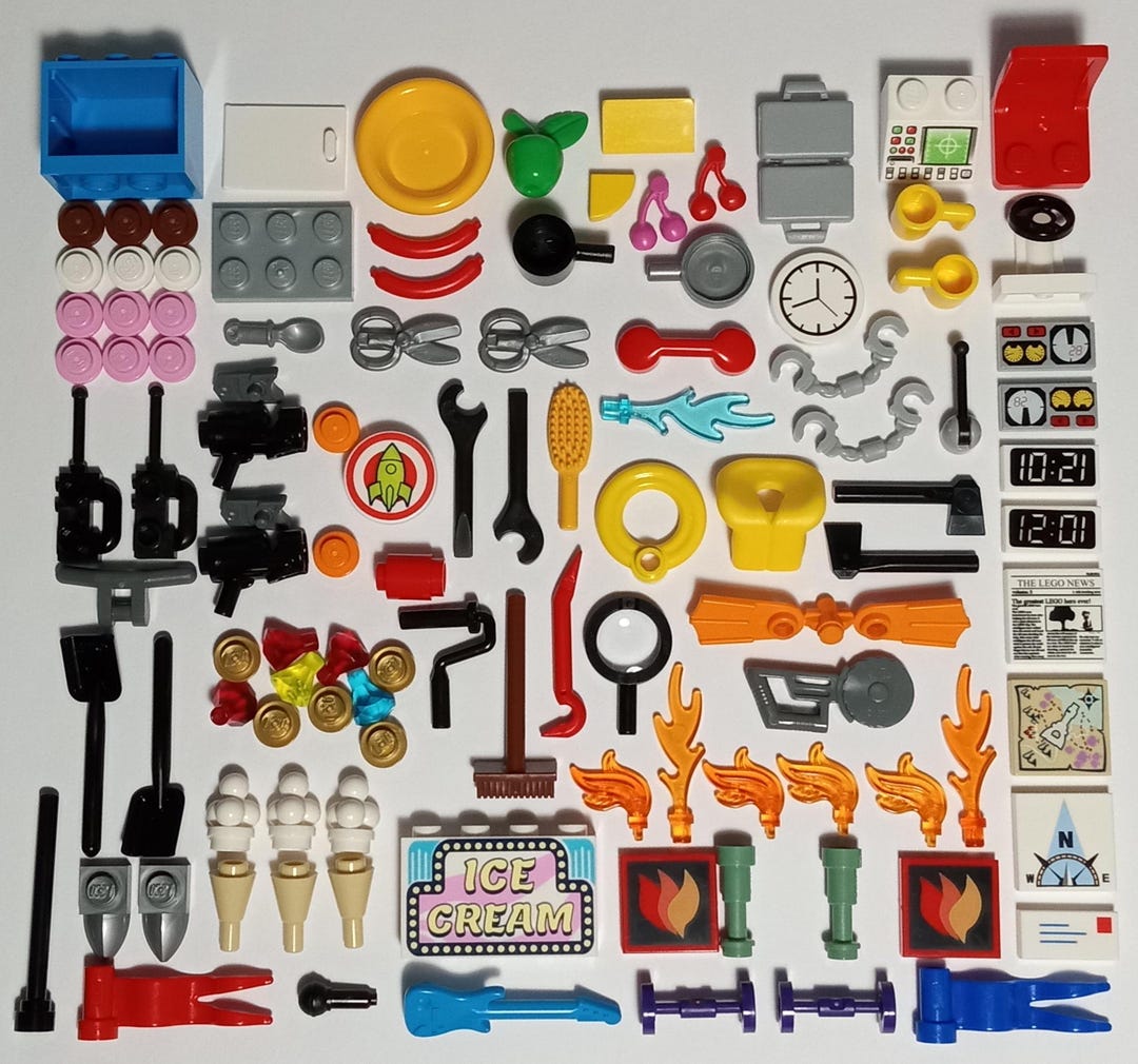 New Lego City Minifigure Accessories Parts Lot 110 Pieces (food Tools ...