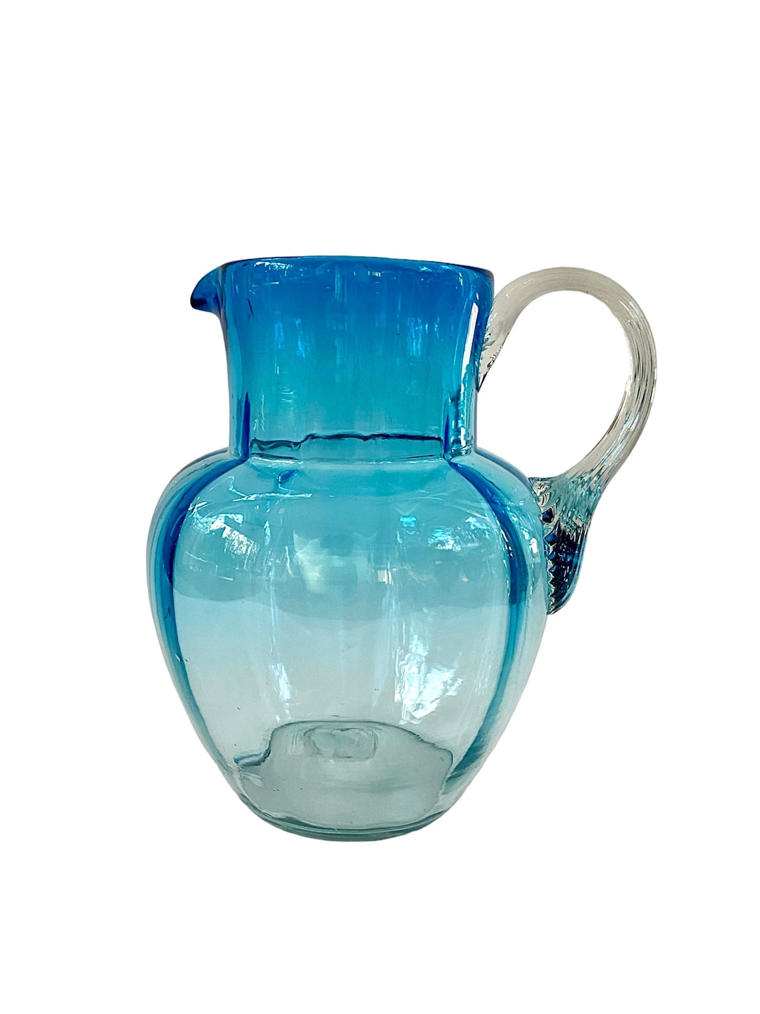 Aqua Blown Glass Pitcher, Blenko Aqua Pitcher - Etsy