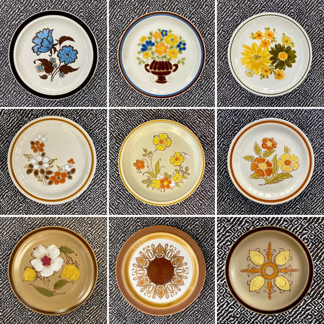 UPDATED 06/19 Vintage Stoneware Plates, Mismatched Stoneware Plate ...