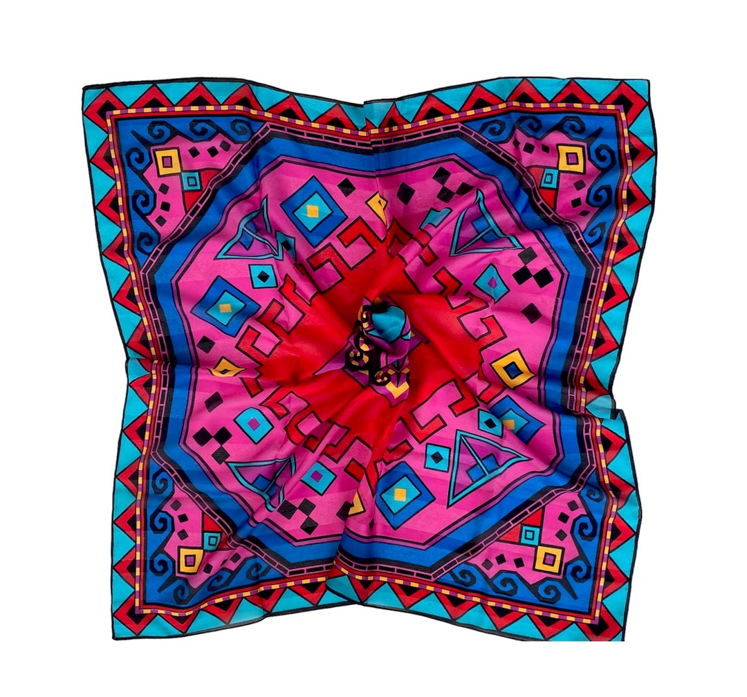 Vintage Southwestern Neck Head Scarf, Hand Rolled Scarf, Native Scarf ...