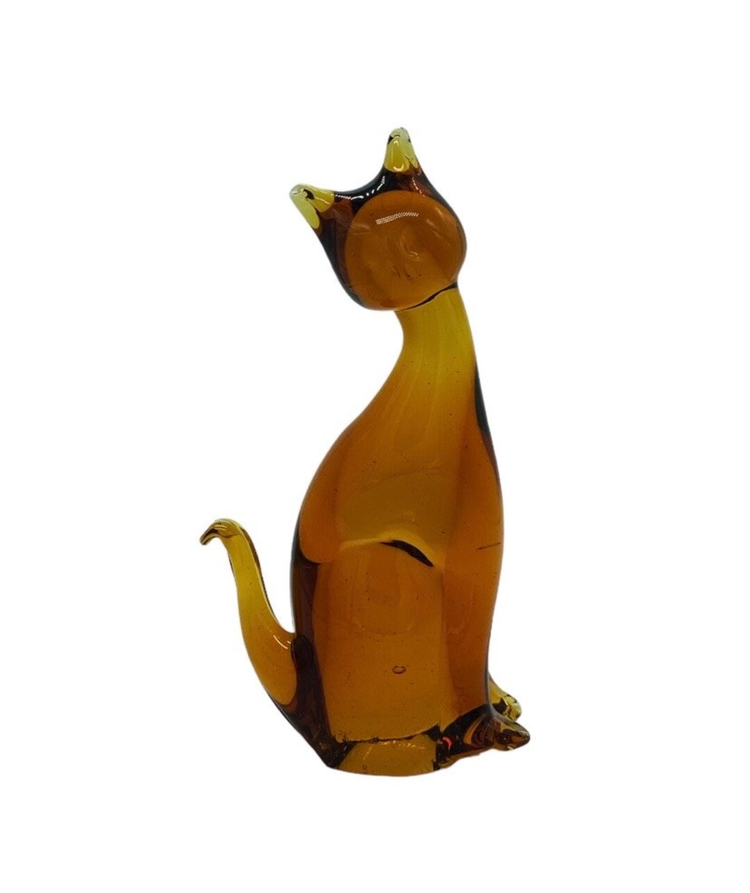 Mid Century Amber Glass Cat Paperweight Vintage Paperweight - Etsy