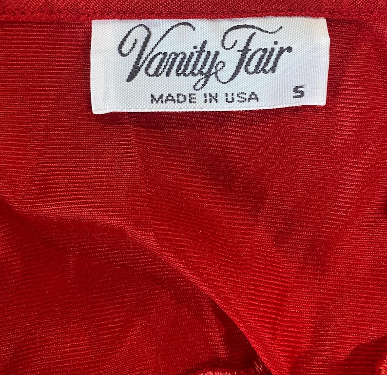 Vintage Vanity Fair Red Lace Nightgown or Robe Knee Length Button Front ...