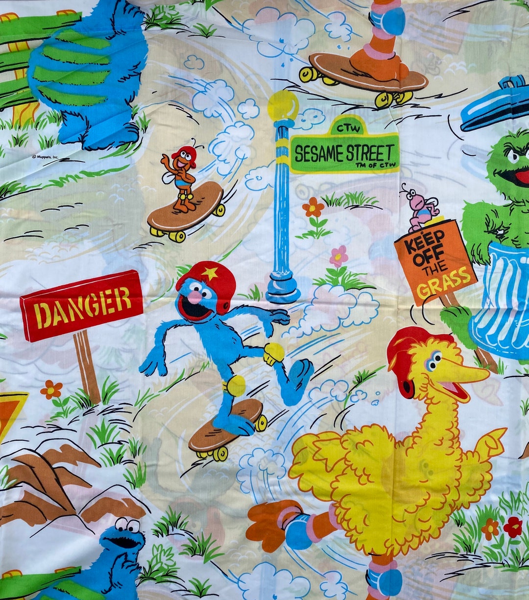 Sesame Street Twin Flat Sheet, Vintage Kids Bedding, Sesame Street, Big ...