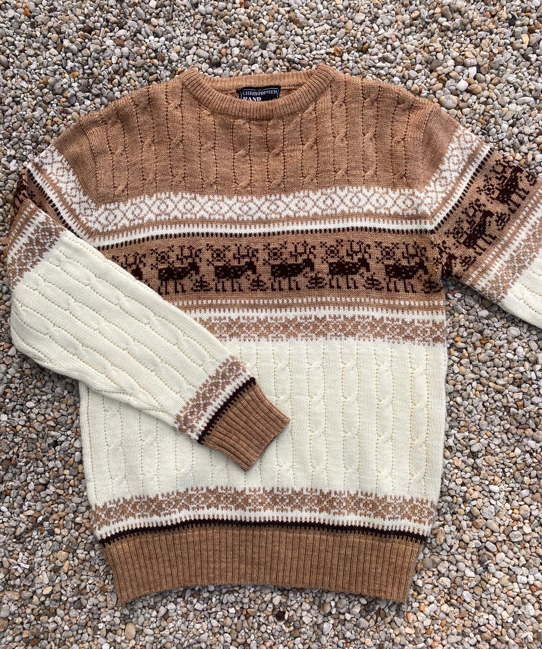 Mens Vintage Fair Isle Sweater L, Christopher Rand Sweater L, Retro ...