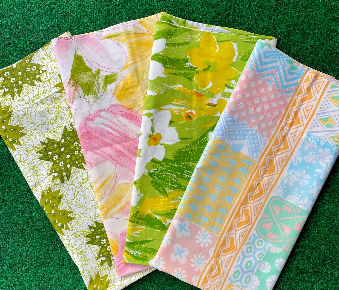 4 Vintage Mixed Pattern Standard Pillowcases, Floral Pillowcases, Mixed ...