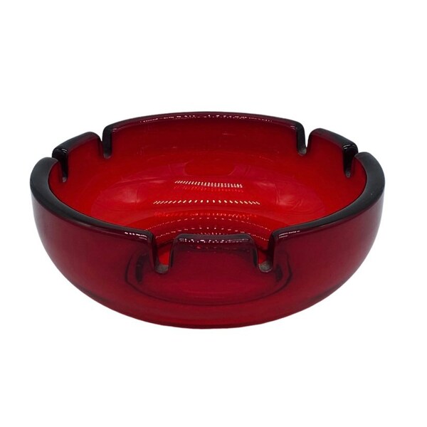 Red Glass Ashtray - Etsy