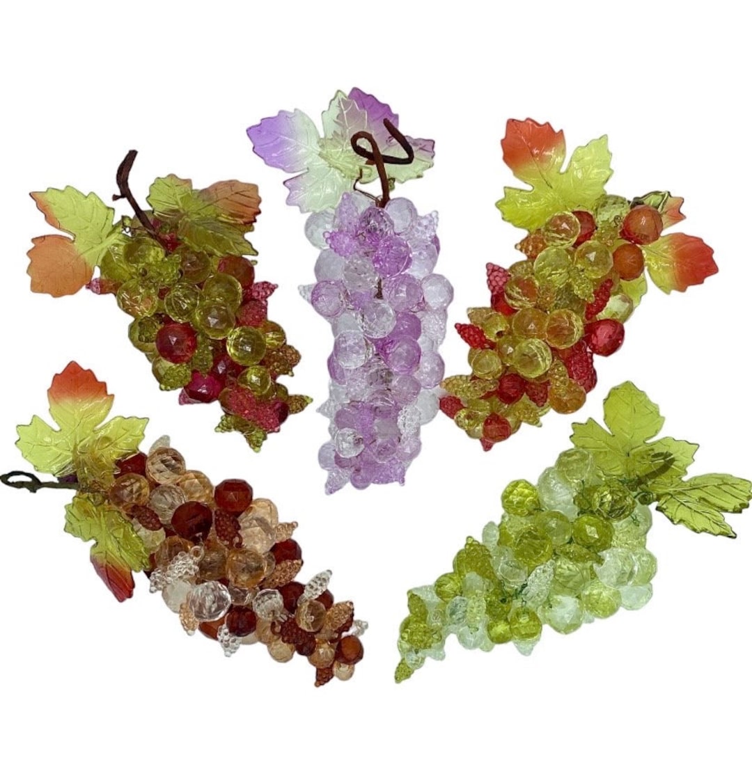 Vintage Faceted Grape Clusters, Mid Century Grape Clusters, Beaded ...