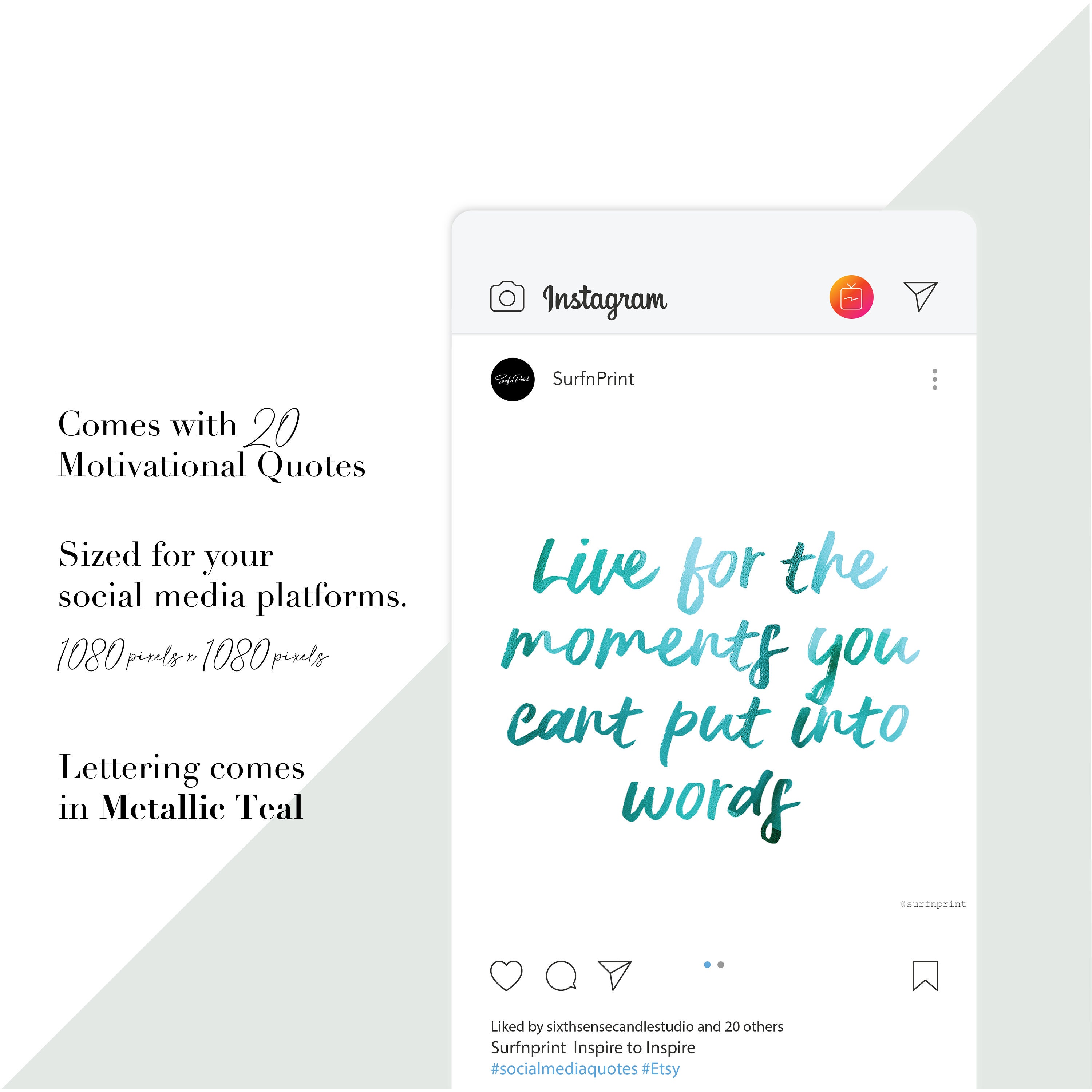 Teal Social Media Quotes Bundle, Motivational Quotes, Instagram Quotes ...