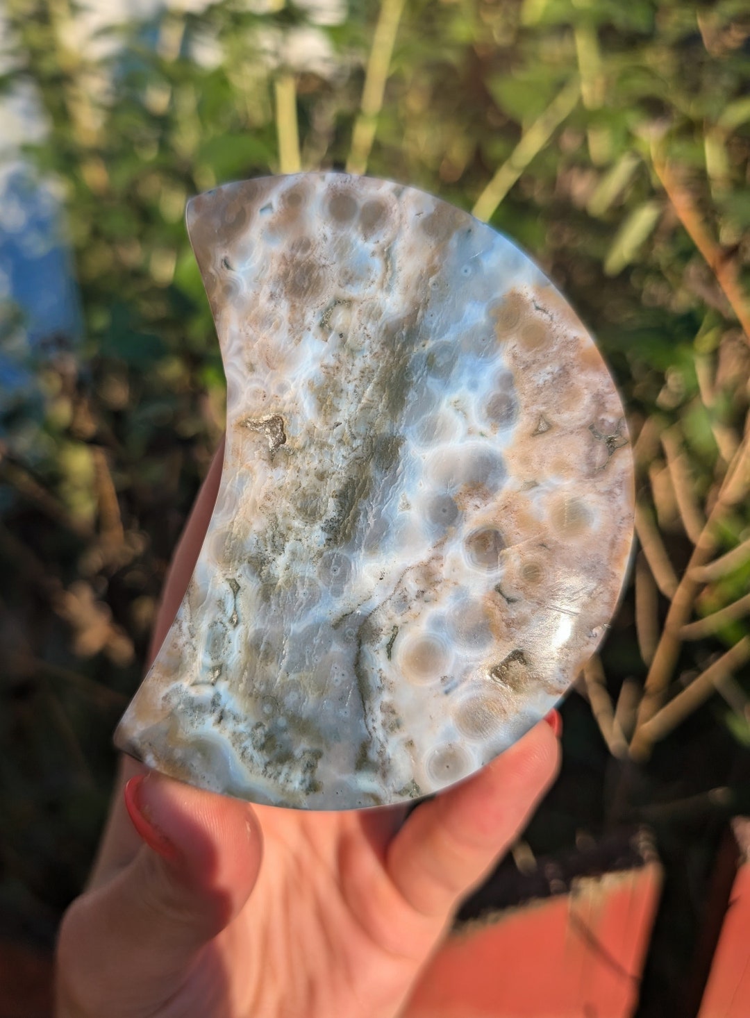 Jumbo Old Stock Blue Ocean Jasper Moon, 6th Vein Ocean Jasper, Marovato ...