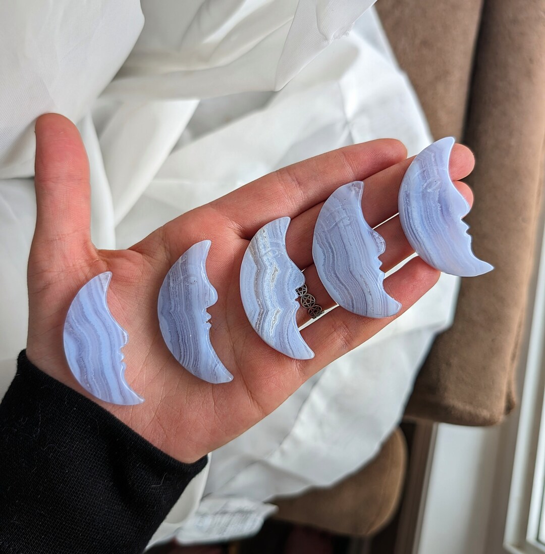 Choose Your Own Blue Lace Agate, Blue Lace Agate Crystal Moon Carving ...