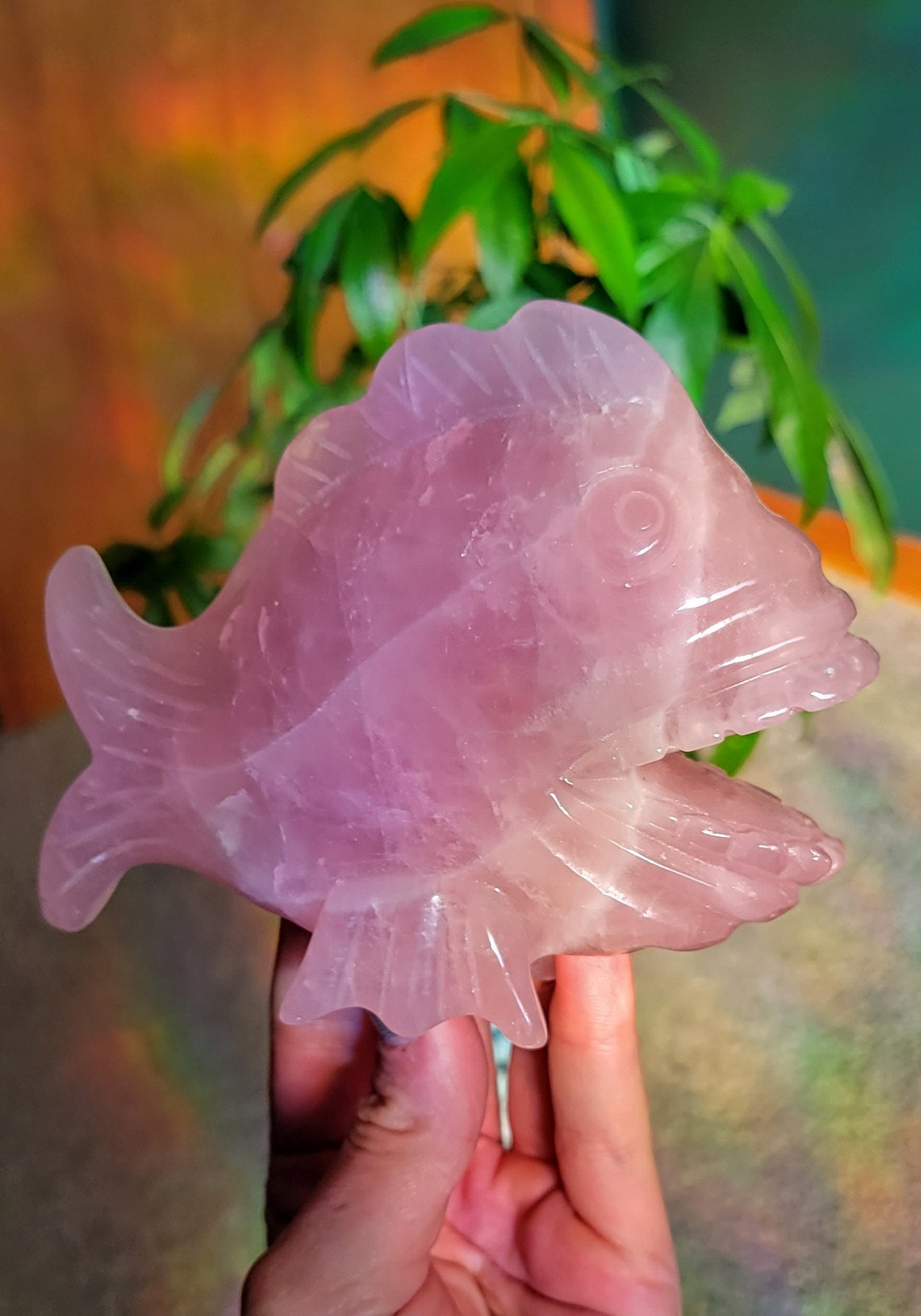 Rose Quartz Fish, Crystal Fish Carving, Rose Quartz Carving, Rose ...