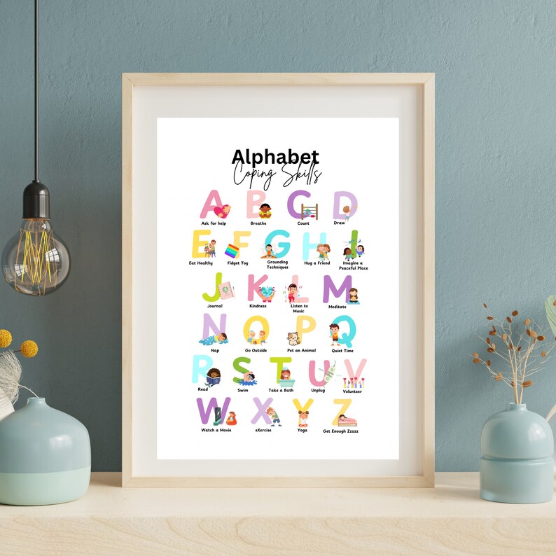 Coping Skills Alphabet Poster ABC Coping Skills Therapist Wall Art ...