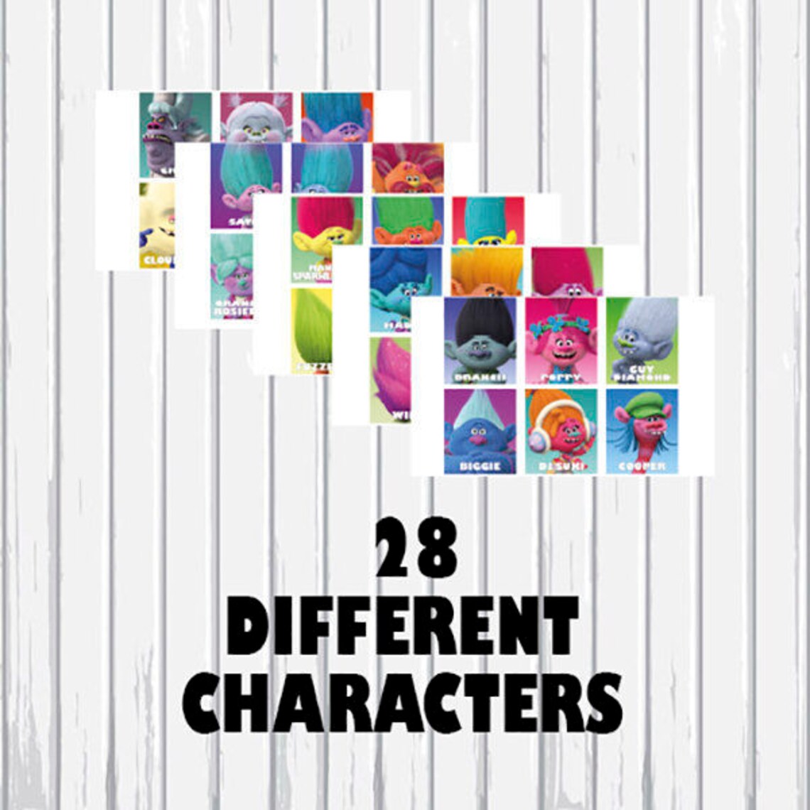 New TROLLS PRINTABLE BINGO Game Digital File 10 Cards & 28 Characters ...