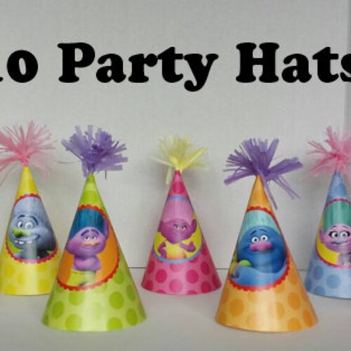 Printable Trolls Party Hats INSTANT DOWNLOAD | Etsy