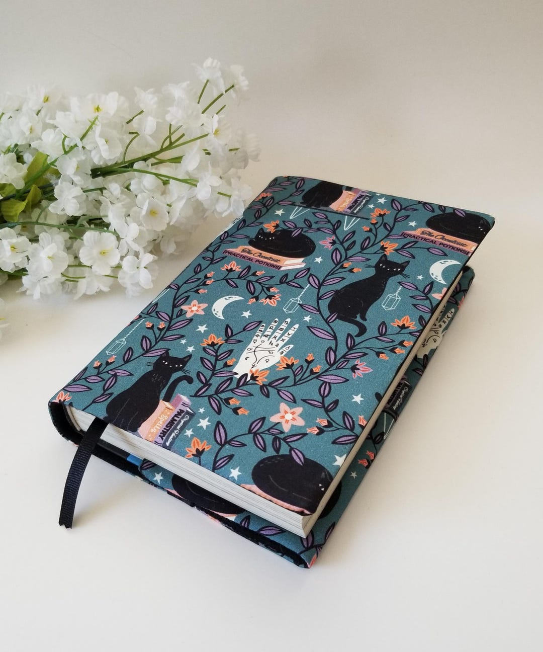 Cat Book Cover, Adjustable Book Cover, Fabric Book Cover, Fabric Book ...