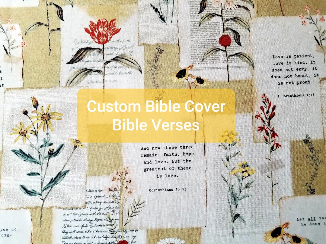 Custom Bible Cover With Inspirational Verses, Adjustable Fabric Book ...