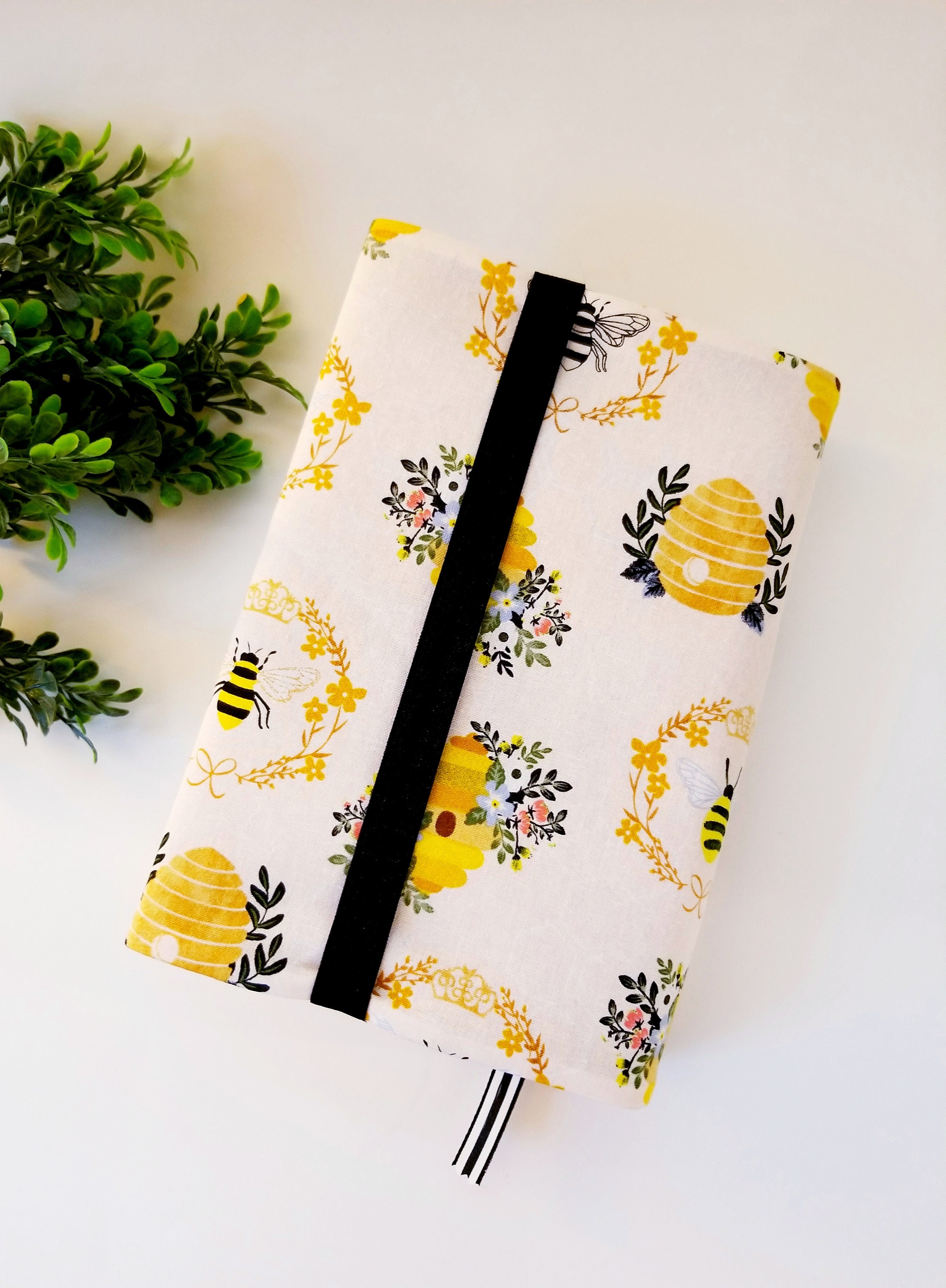 Bee Book Cover, Adjustable Book Cover, Fabric Book Cover, Fabric Book ...