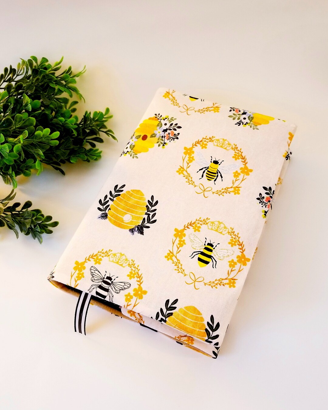 Bee Book Cover, Adjustable Book Cover, Fabric Book Cover, Fabric Book ...