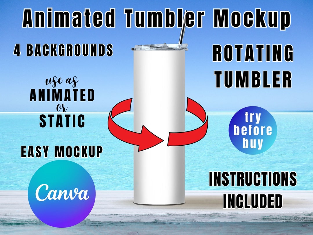 Animated Tumbler Mockup Template: Coastal Canva Backgrounds (digital ...