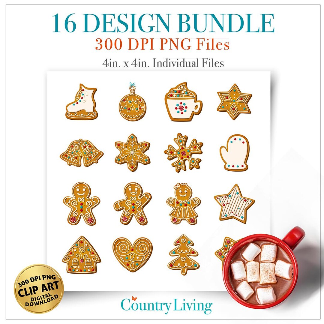 Gingerbread Cookies Christmas Clip Art Pattern PNG Seamless Wallpaper ...
