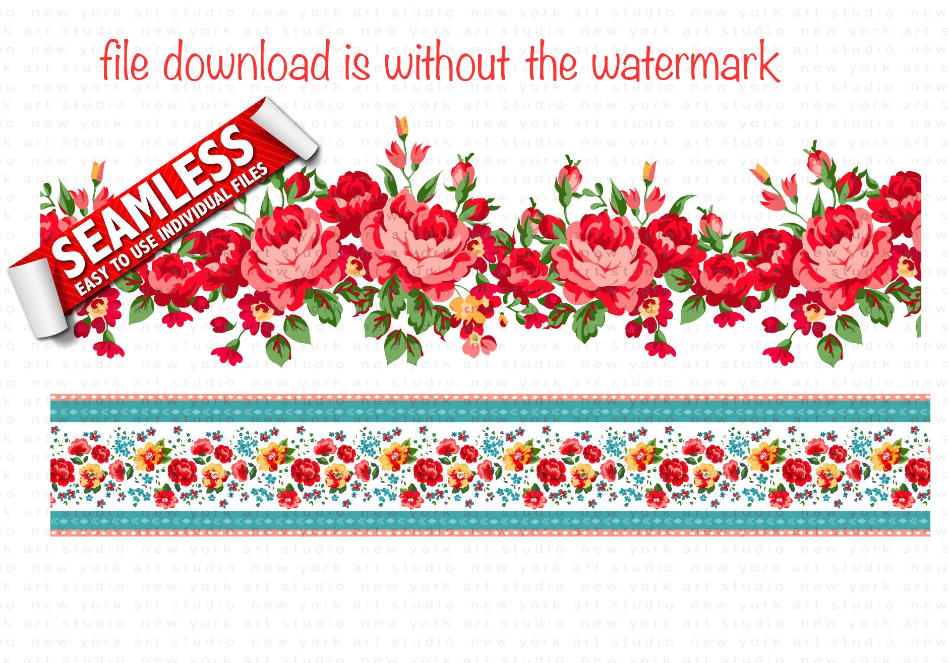 Vintage Floral Border Seamless Design Bundle Pioneer Woman - Etsy