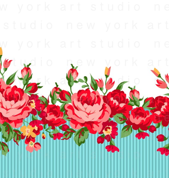 Vintage Floral Border Clip Art