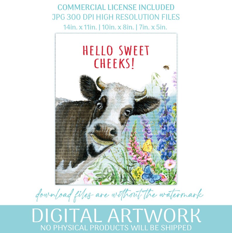 Funny Animal Bathroom Art Prints: Farmhouse Decor (Digital Download ...