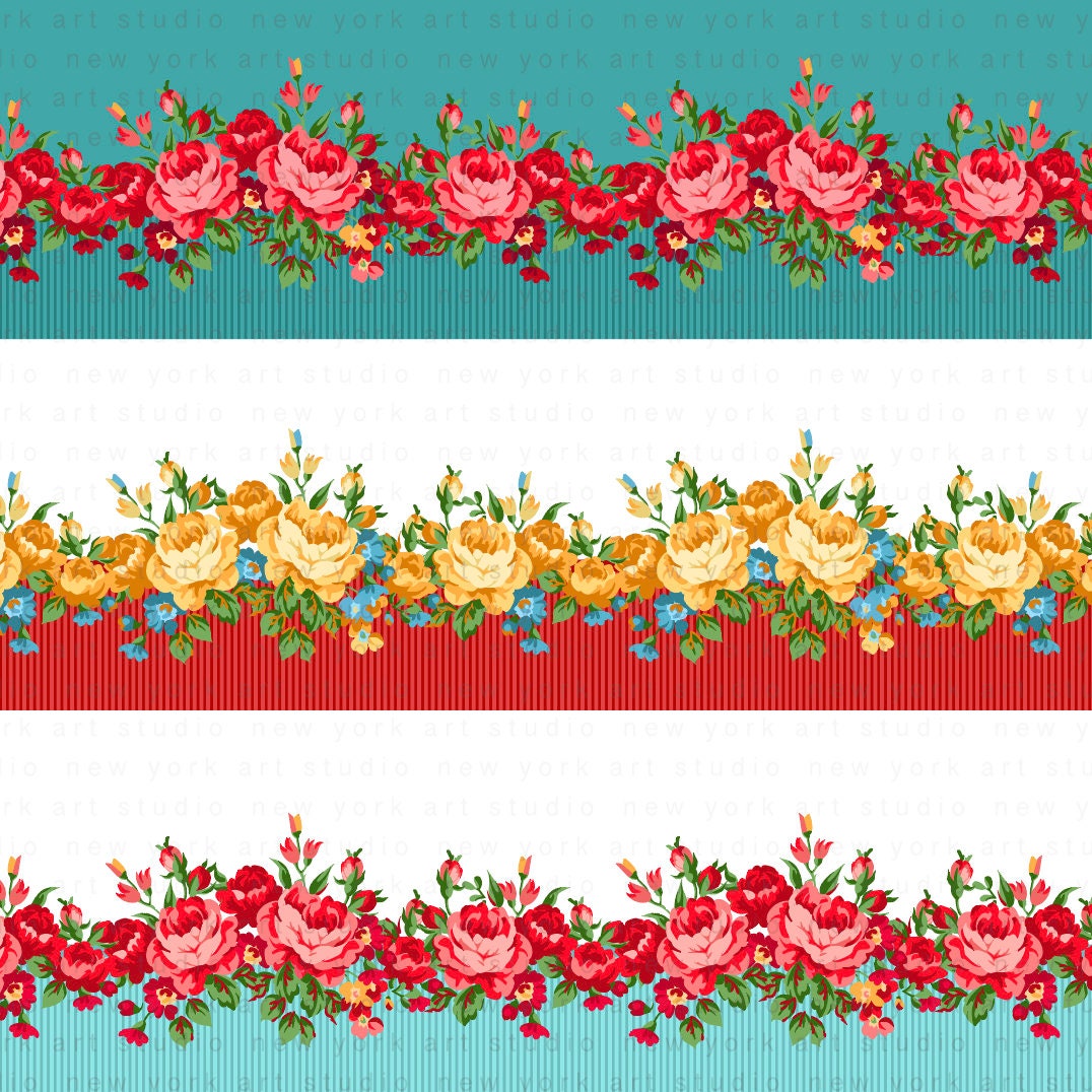 Vintage Flowers Border