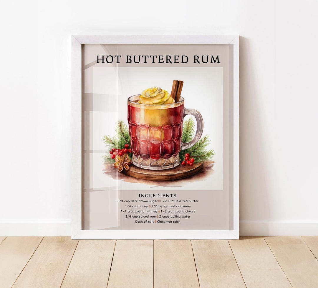 Christmas Cocktail Recipe Art: Hot Buttered Rum (digital Download) - Etsy