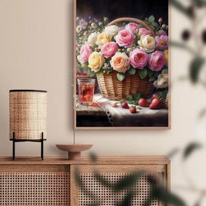 Vintage Pink Rose Botanical Farmhouse Print Download Wall Art Victorian ...