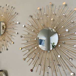 2 Glamorous Sunburst Mirror Set (29"), Sunburst Mirror, Starburst ...