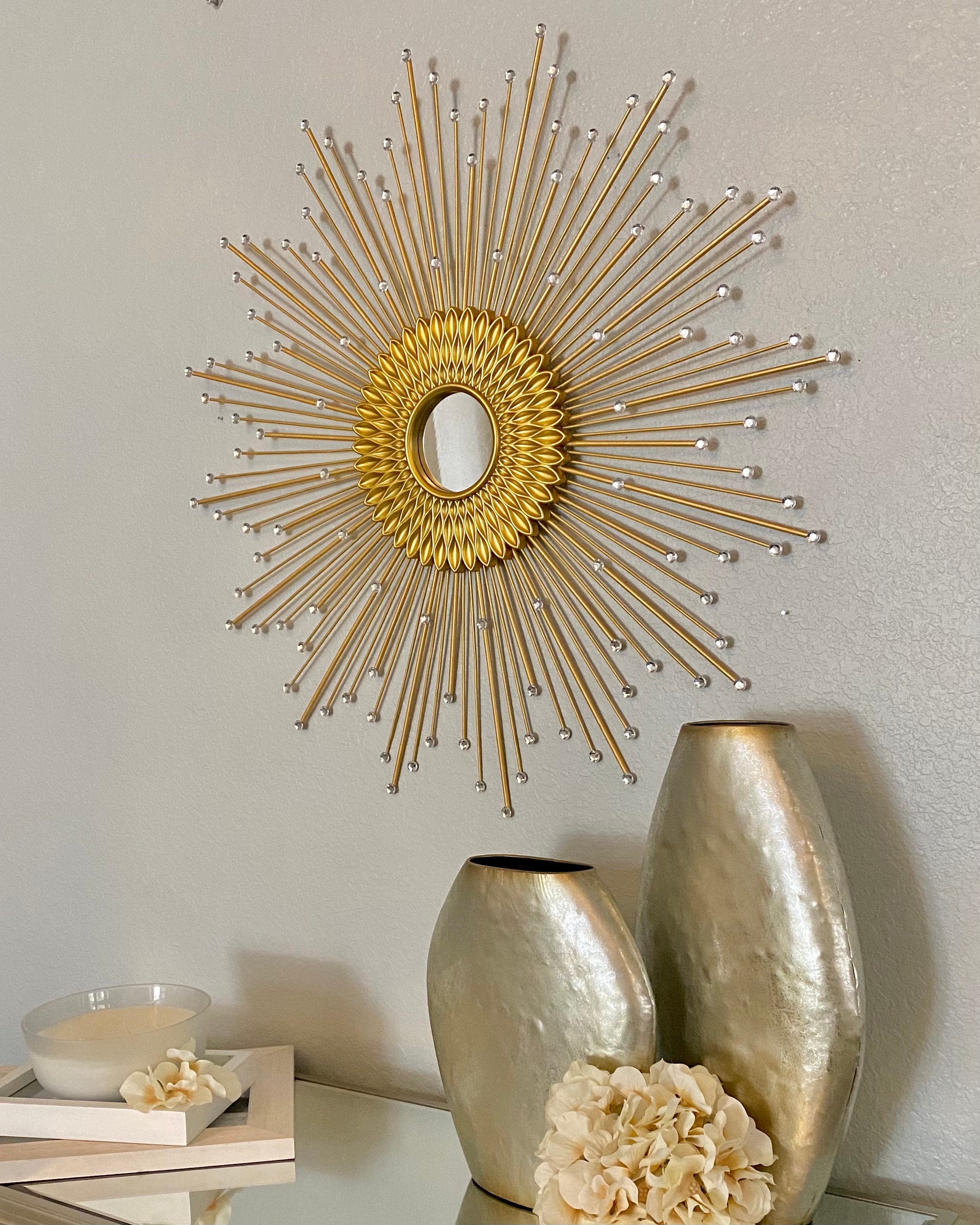 30" Decorative Starburst Mirror, Sunburst Mirror, Sun Mirror, Gold ...