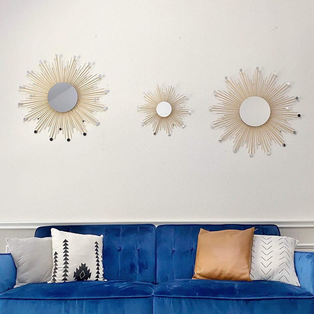 Trio Glamorous Sunburst Mirror Set 29, 29, 17 Starburst Mirror, Mirror ...