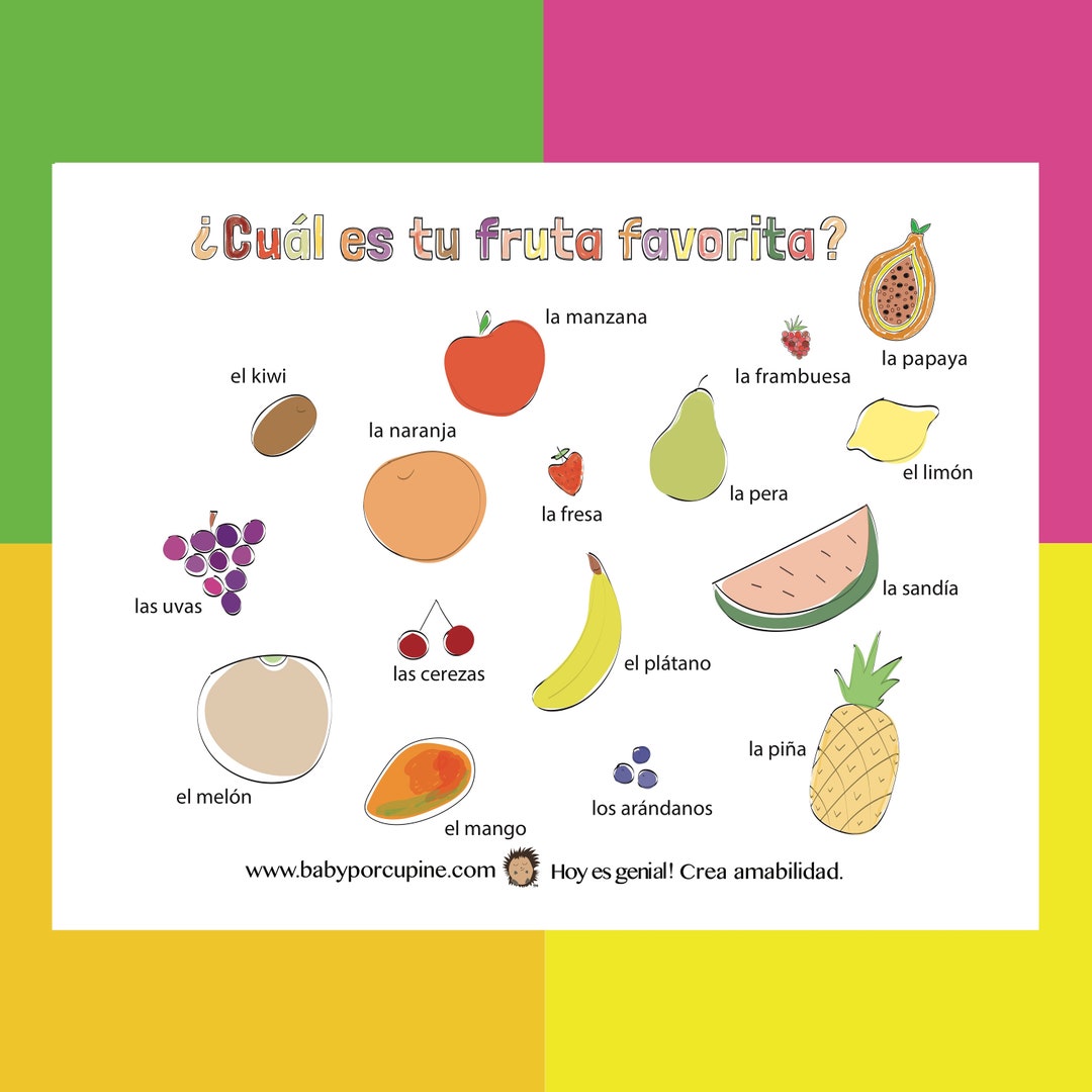 INSTANT DOWNLOAD, Fruit Coloring Page in Spanish, Printable or Digital ...
