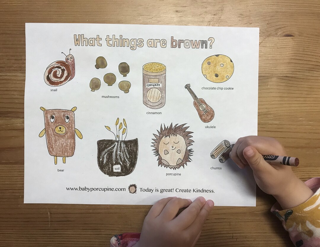 INSTANT DOWNLOAD, Coloring Page, What Things Are Brown, Printable Kids ...