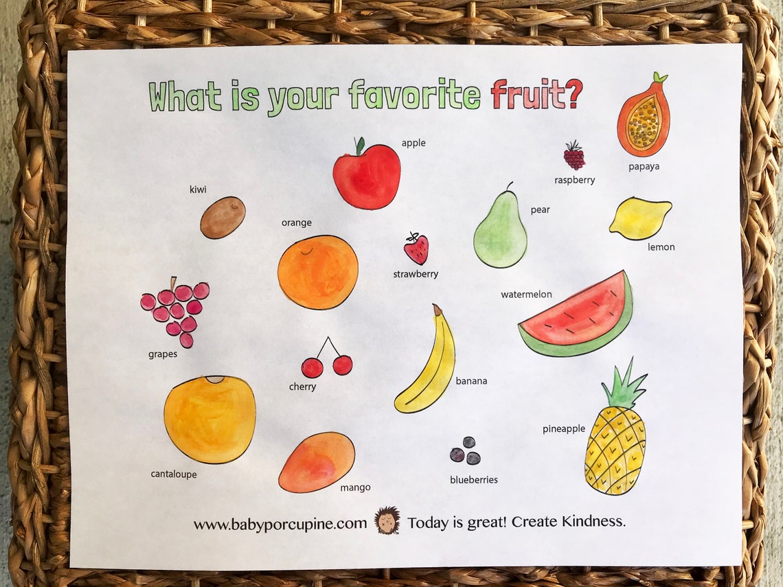 INSTANT DOWNLOAD Coloring Page What is Your Favorite Fruit - Etsy