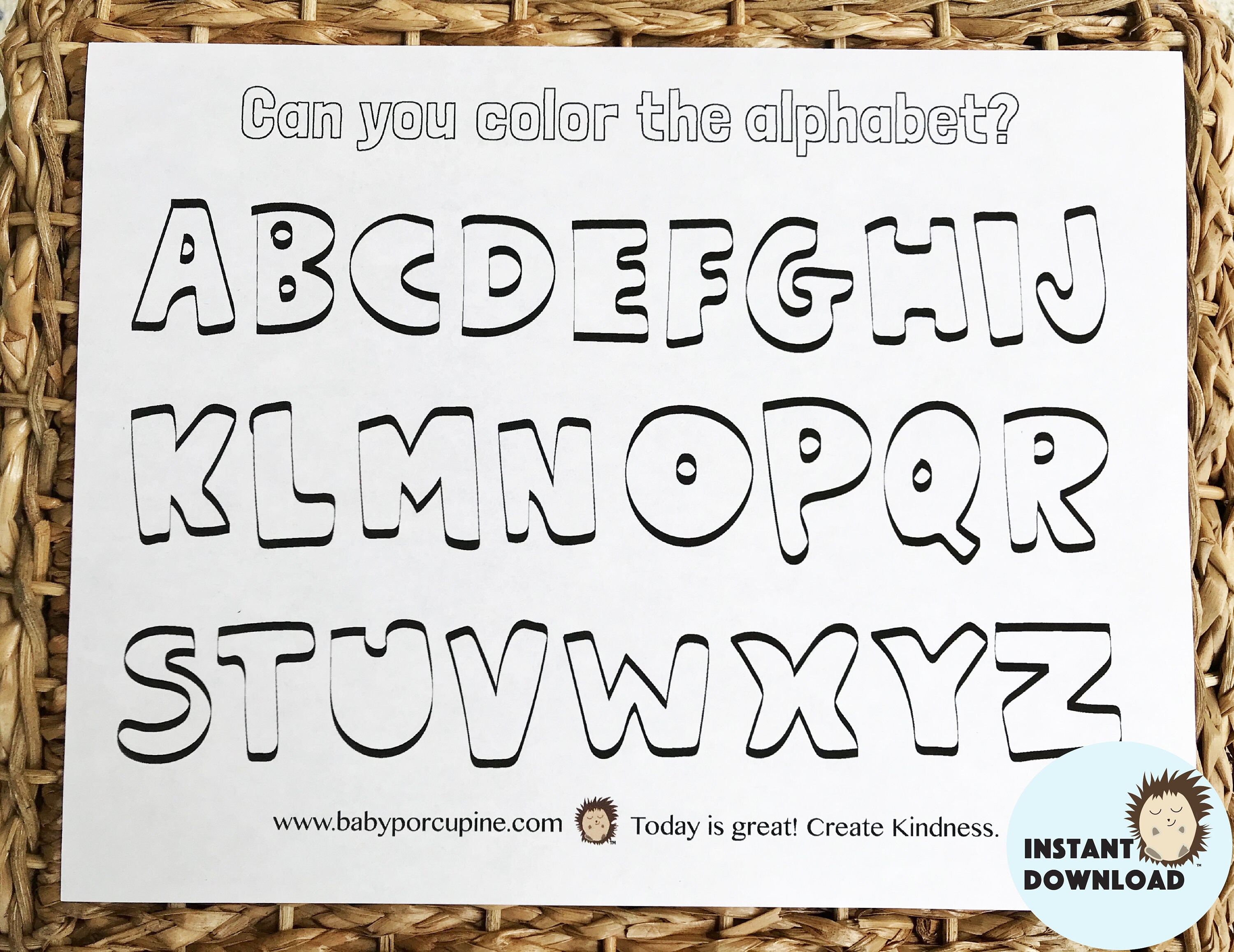 INSTANT DOWNLOAD, Coloring Page, Can You Color the Alphabet, Printable ...