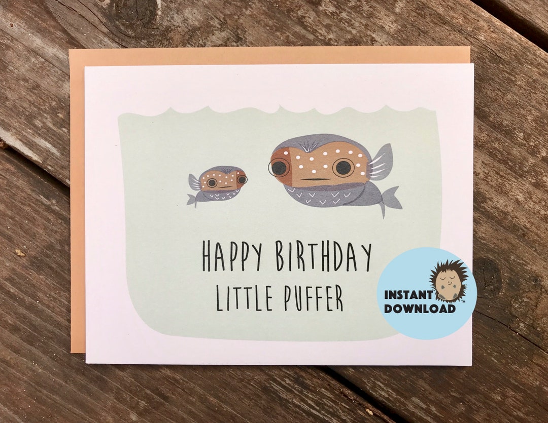 INSTANT DOWNLOAD Printable Happy Birthday Little Puffer Card - Etsy