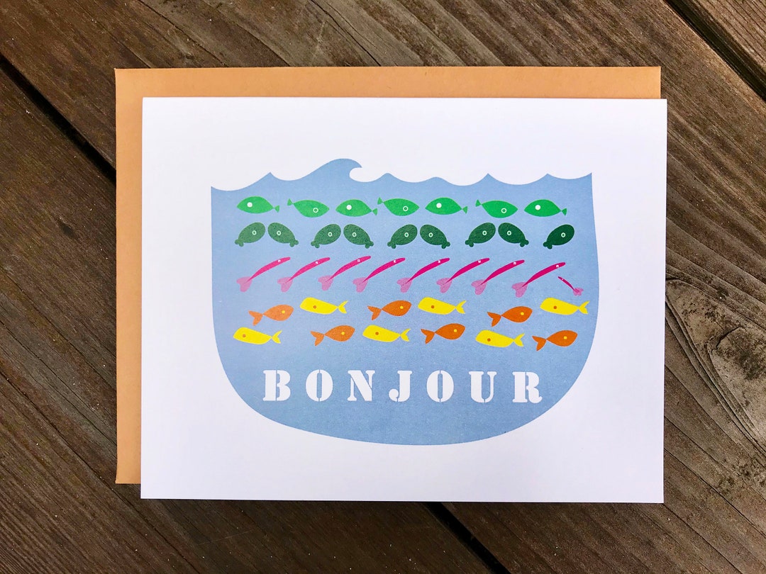 INSTANT DOWNLOAD, Printable Bonjour Card, Instant Download Ocean Card ...