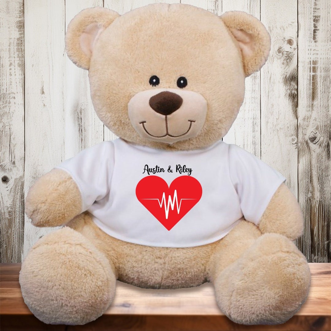 Personalized Heartbeat Teddy Bear - Personalized With Names Valentine's ...