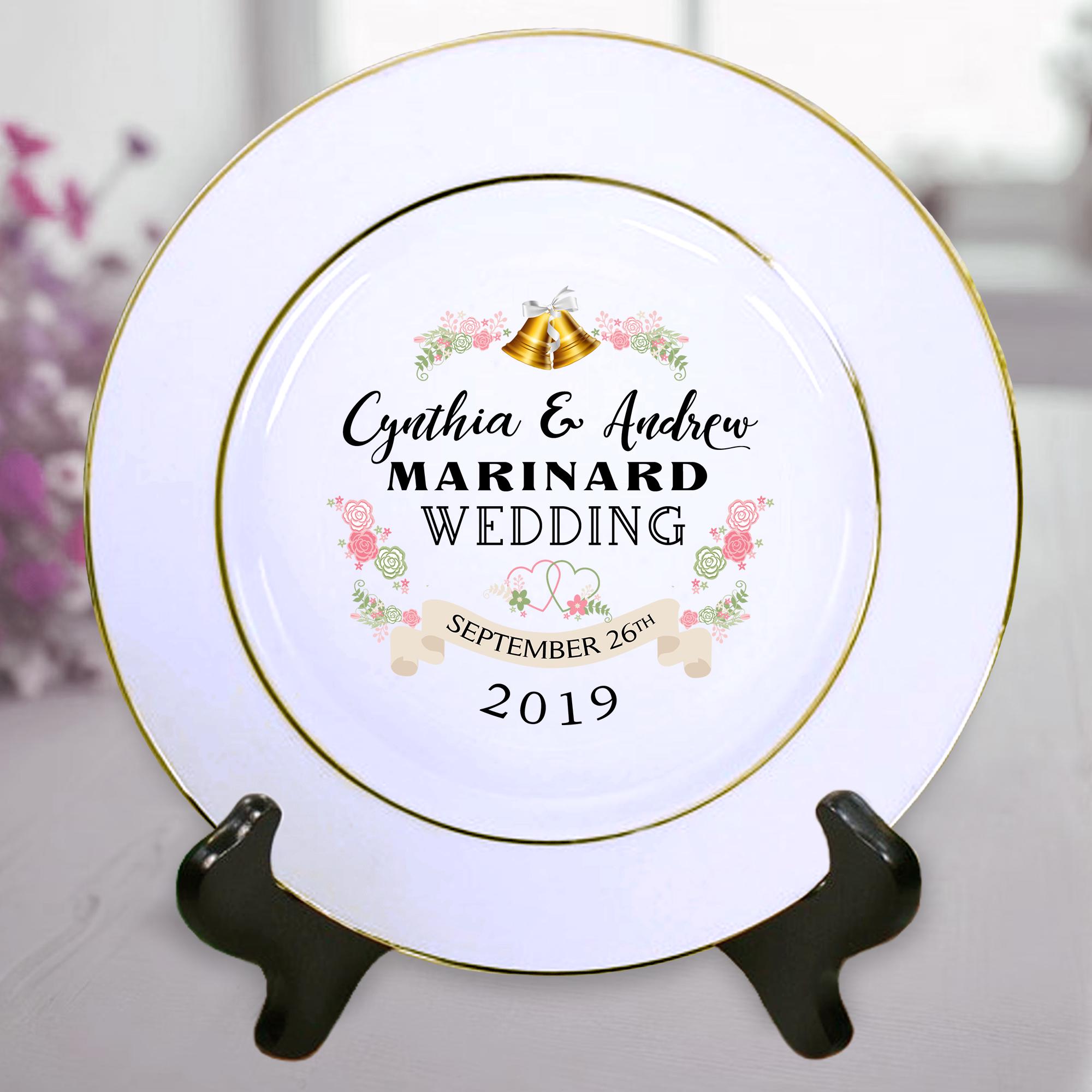 Personalized Wedding Plate - Wedding Bells - Personalized With Names ...