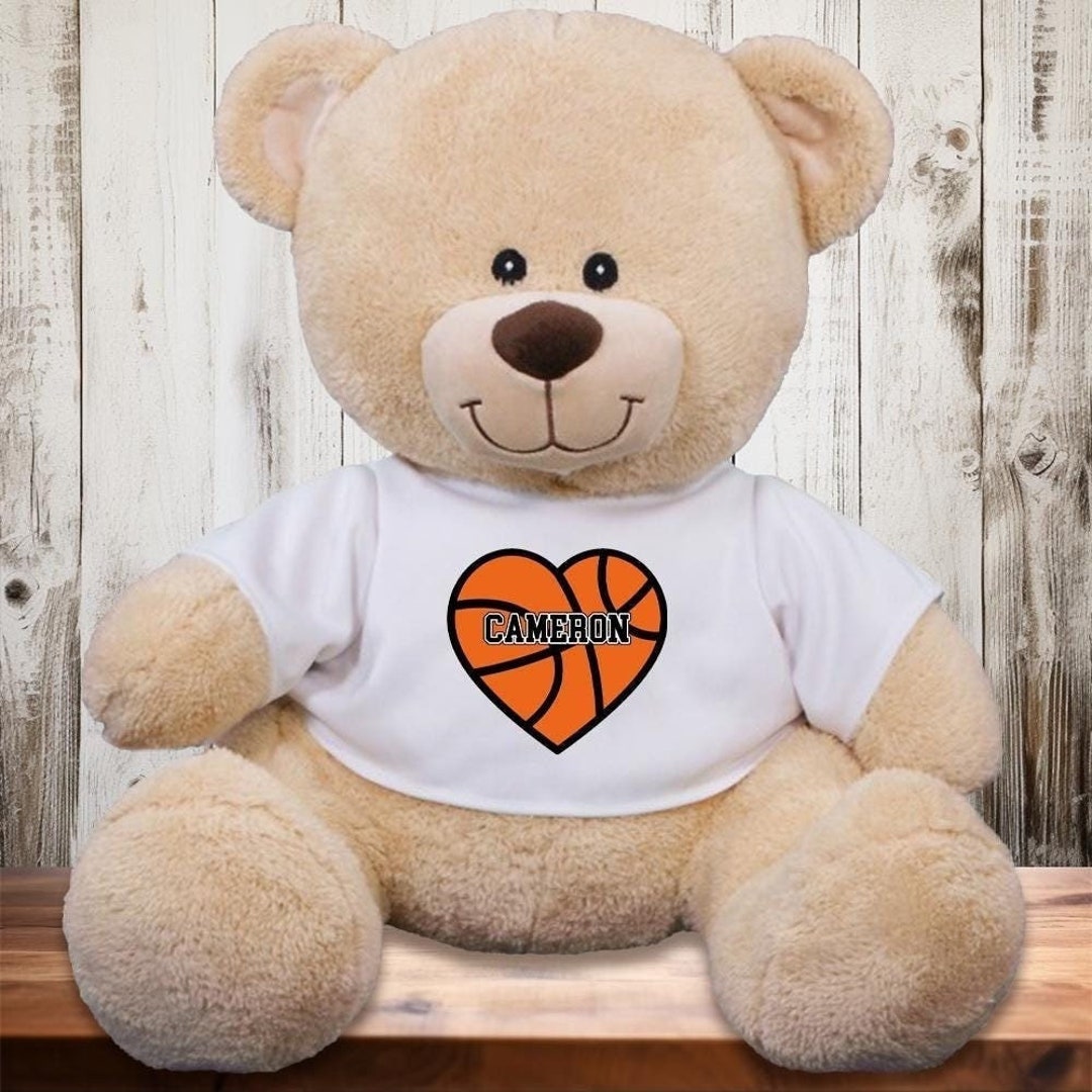 Basketball Heart Teddy Bear - Personalized With Name Valentine's Day ...