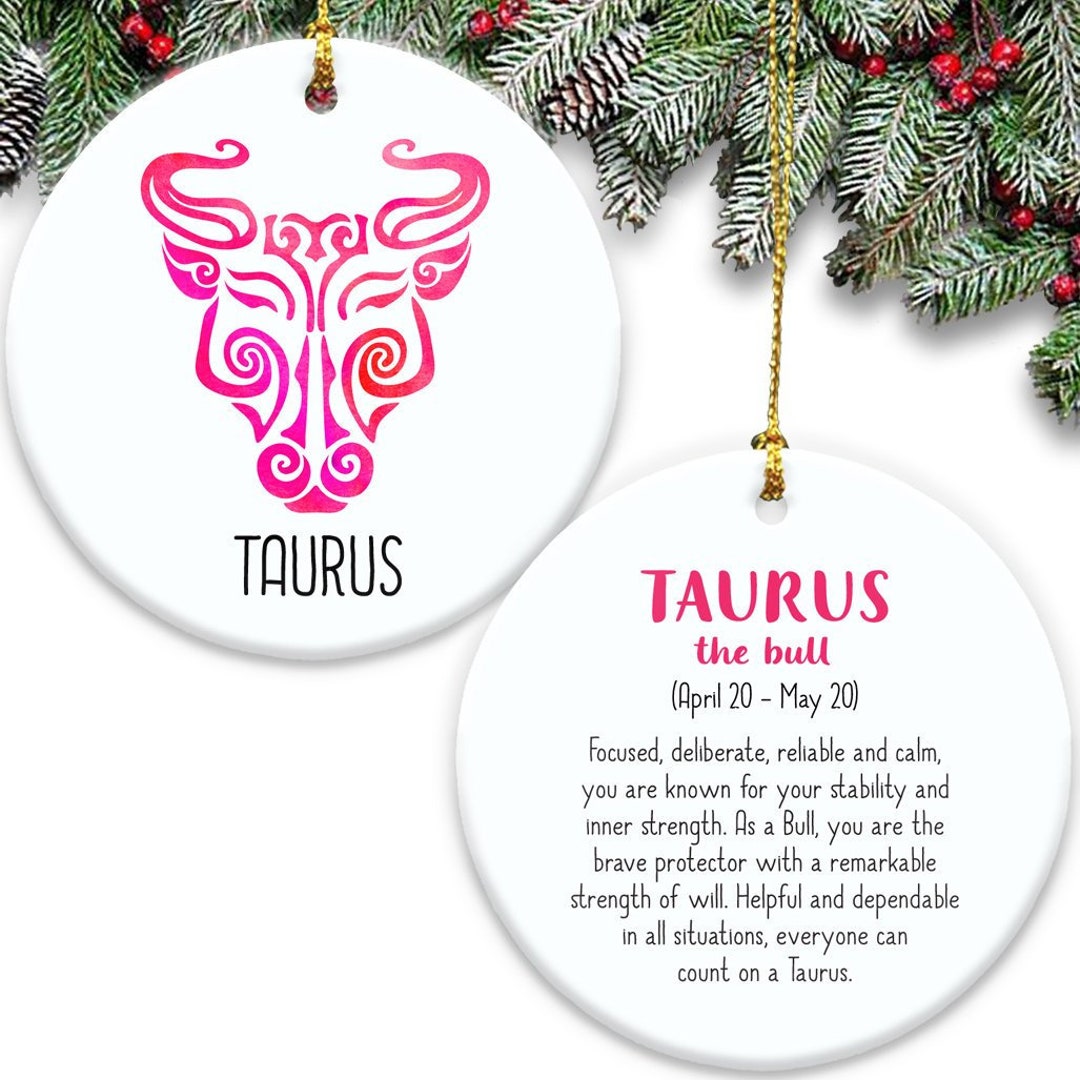 Taurus Zodiac Sign Double Sided Ornament - Ceramic the Bull Symbol ...