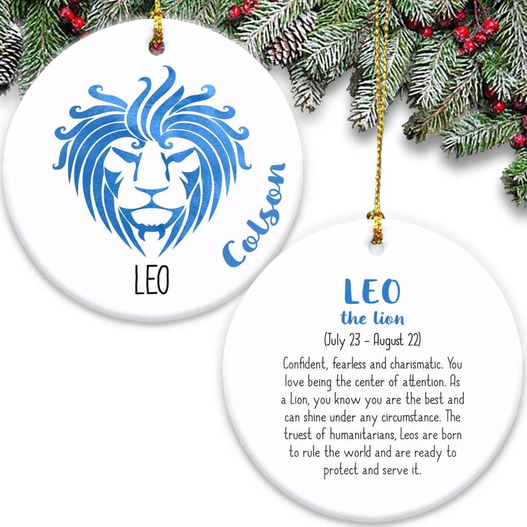 Personalized Leo Zodiac Sign Double Sided Ornament - Ceramic the Lion ...
